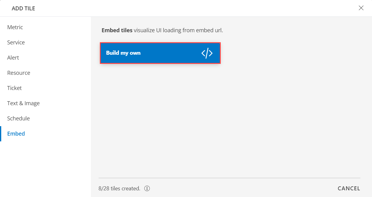 Embed Tile | OpsRamp Documentation